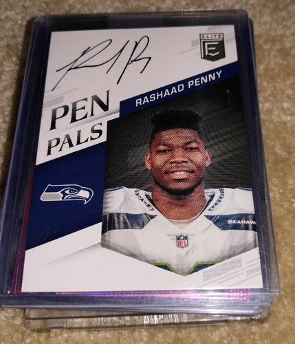 2018 ELITE PEN PALS RASHAAD PENNY AUTO RC ON CARD BLACK INK SEATTLE ...