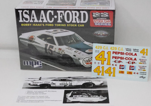 MPC 839/12 BOBBY ISSAC FORD TORINO STOCK CAR KIT 1/25 + UNSER DECAL ...