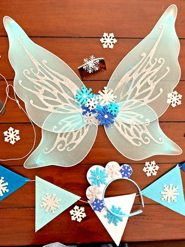 Snow Fairy Costume Set w/Wings, Wand, Tiara, Party Decor, Halloween | eBay