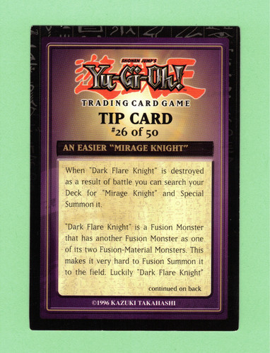 YUGIOH TIP CARD #26 OF 50 "AN EASIER 'MIRAGE KNIGHT' " DR1-EN26 (225 ...