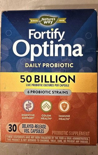 NATURES WAY FORTIFY OPTIMA DAILY PROBIOTIC-50 BILLION-6 LIVE STRAINS-30 ...