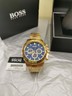 BRAND NEW HUGO BOSS HB 1513340 MENS IKON STEEL GOLD BLUE DIAL ...