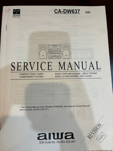 AIWA CA-DW637 CADW637 US Repair Service Manual FROM THE USA 939 1492 *ORIGINAL** | eBay