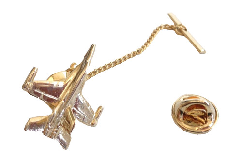 Jet Plane Pinback Tie Tack Clutch w/Chain 2 Vertical Stabilizers F18 ...