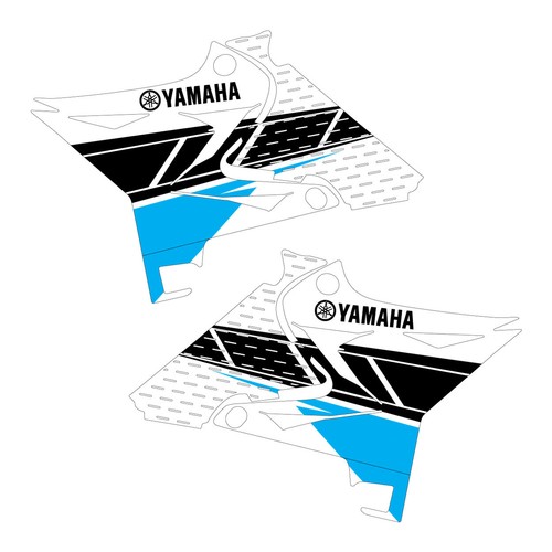 Yamaha YZ125 YZ250 UFO Restyle retro shroud graphics cyan/white Free ...
