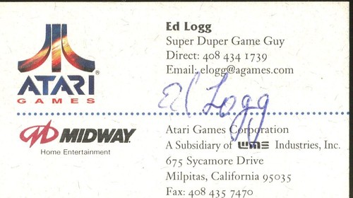 Ed Logg Atari Games Asteroids Creator Signed Business Card Autograph *1 ...