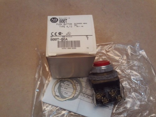 ALLEN BRADLEY 800T-B6A PUSHBUTTON EXTENDED HEAD RED SER T NEW NIB | eBay