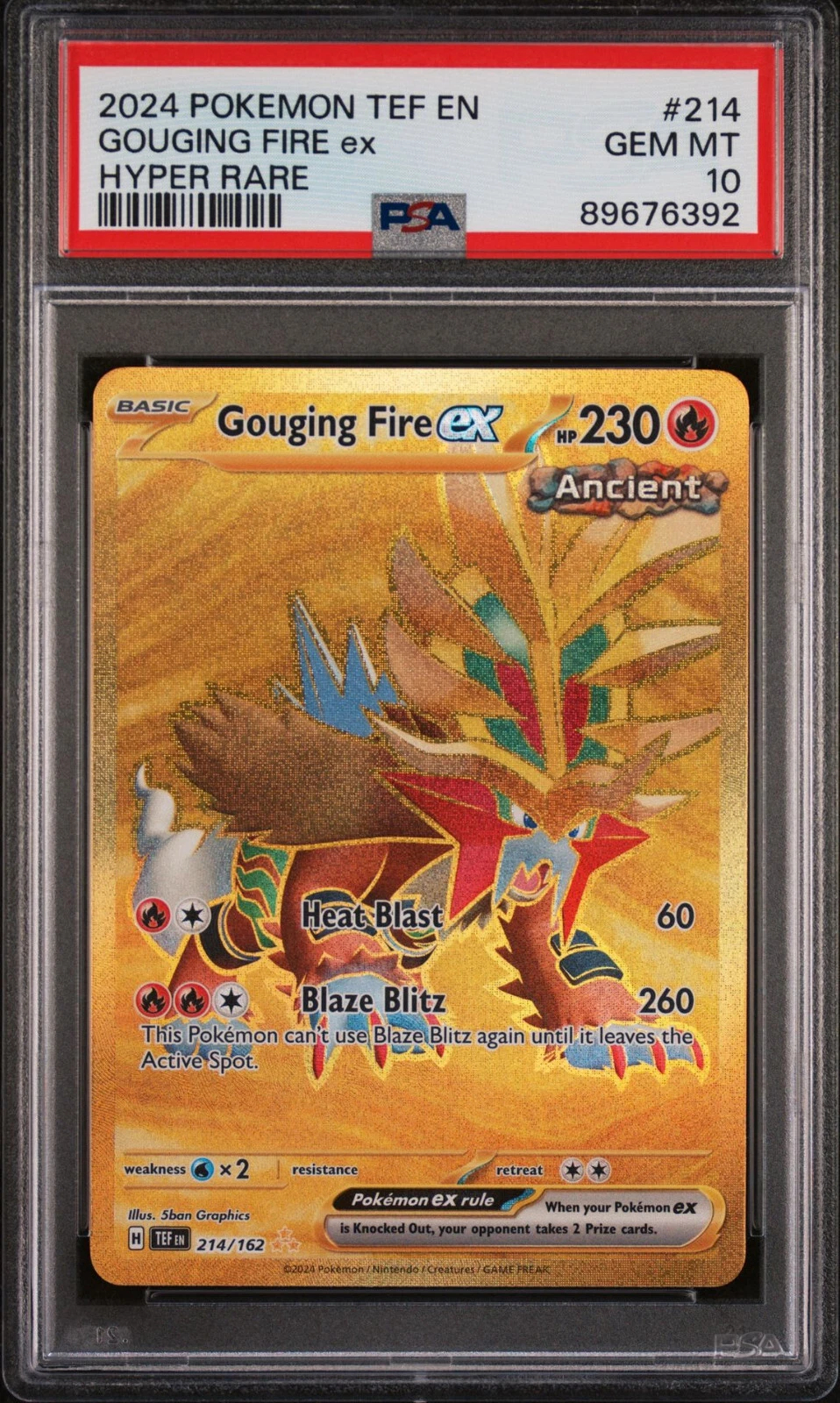 Gouging Fire ex 2024 Scarlet & Violet: Temporal Forces #214/162 Hyper Rare PSA 10 Price Guide ...