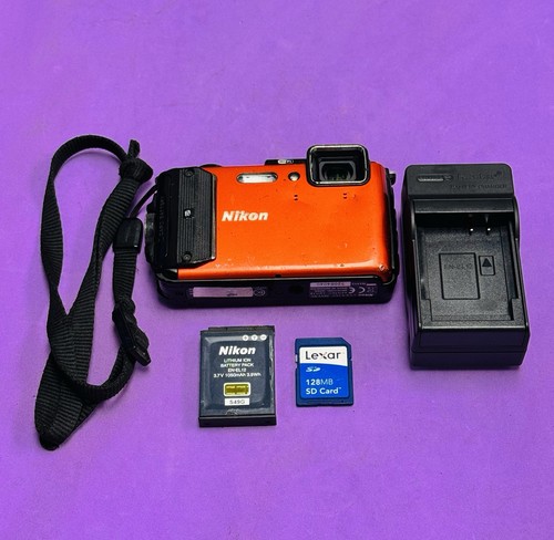 *WORKING AS/IS* Nikon COOLPIX AW130 Orange 16.0MP Waterproof Digital ...