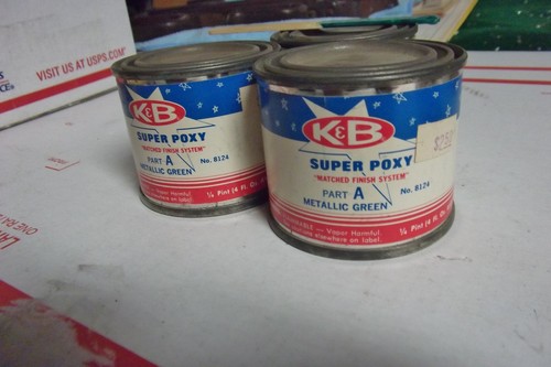 K & B SUPER POXY PAINT 1) 1/2PINT FULL CANS OF MATALLIC GREEN PART A ...