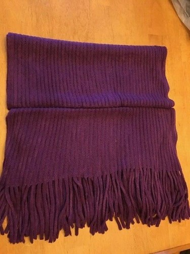 NEOSAN Unisex Thick Ribbed Knit Scarf/w Fringe Purple 90" X 16" NWT ...