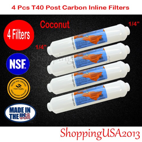 4 Pcs Omnipure T40 1/4" Post Coconut Inline Carbon Filter 10X2" RO ...