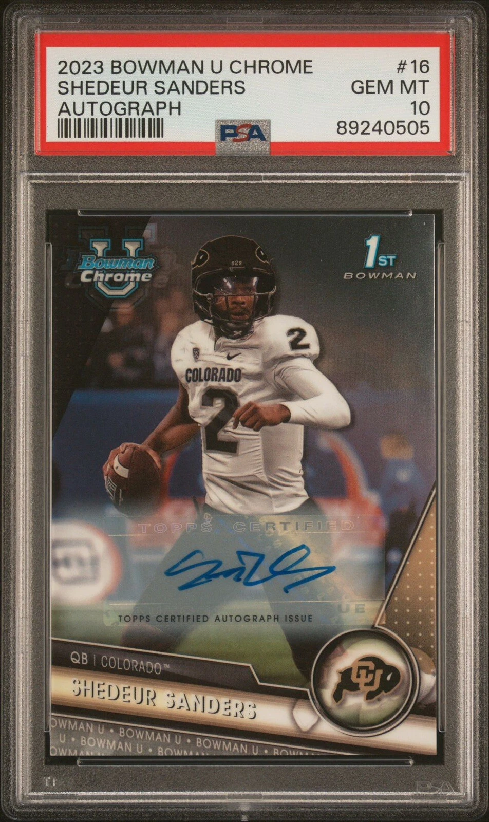 Shedeur Sanders 2023 Bowman Chrome University #16 Prospect Auto (1st ...