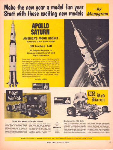 1969 Print Ad Apollo Saturn Moon Model Rocket Monogram Boys Life! | eBay
