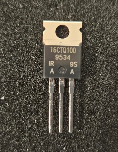 16CTQ100, Diode, 100V 16A Schottky, Common Cathode, TO-220AB IR Qty- 10 ...