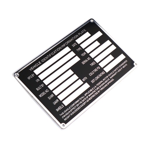Aluminum Trailer ID Tag Vin Plate Serial GVWR Medical Blank New | eBay