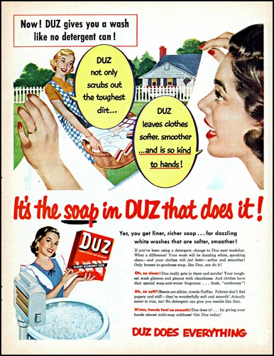 1953 Duz Laundry Detergent housewives so kind to hands vintage art ...