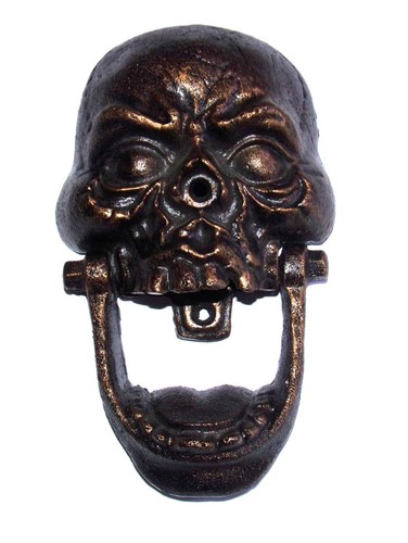 Skull Door Knocker Cast Iron Head Moveable Jaw Gothic Halloween ...
