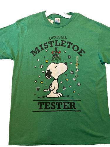 Peanuts Snoopy Official Mistletoe Tester Christmas Men's Green T-Shirt ...