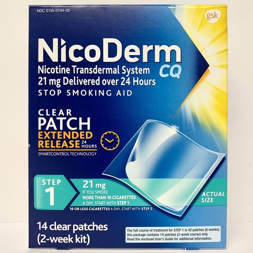 Nicoderm CQ Nicotine Patches 2-week kit - 14 Patches - 21mg - EXP 07/ ...