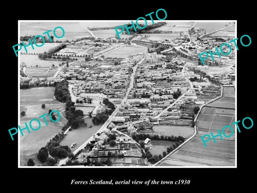 OLD 8x6 HISTORIC PHOTO OF FORRES SCOTLAND AERIAL VIEW OF THE TOWN c1930 ...