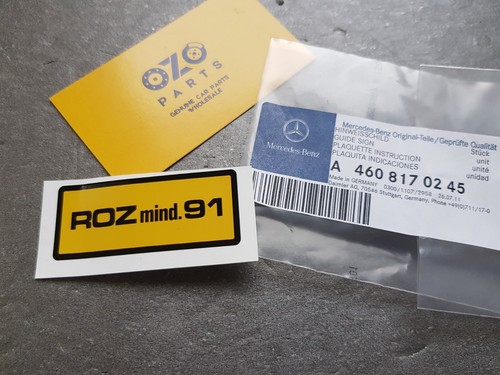Genuine Mercedes-Benz W460 W461 Octane rating ''91'' Sticker ...