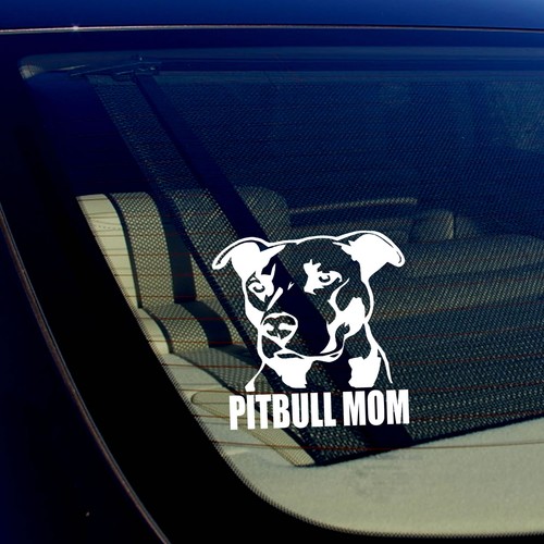 x2 / Two Pack PITBULL MOM Decal Sticker Car Bumper I Love My Rescue Dog ...