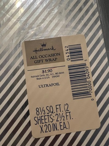 Vintage Hallmark All Occasions Sealed Gift Wrap Ultra Foil Silver ...