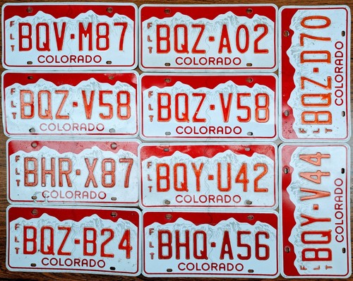BULK LOT of 10 Colorado License Plates NICE QUALITY. Red Plates In This ...