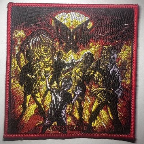 Toxik Wasteland Red Border Woven Sew On Patch 4x4 Inches | eBay