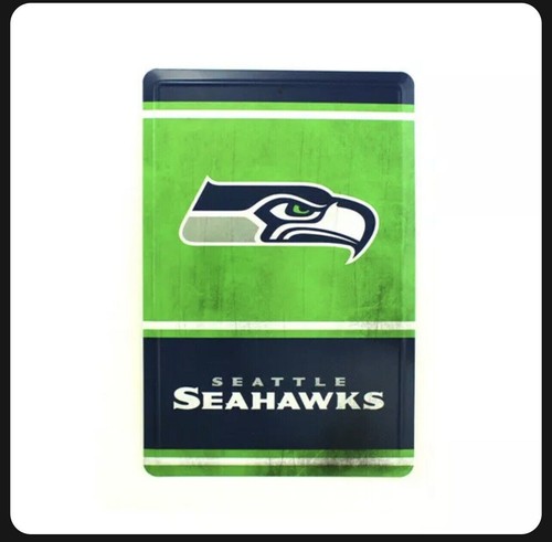 NFL Seattle Seahawks 12" Metal Tin Sign Bar Mancave Garage Wall Plaque ...