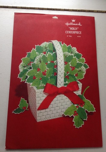 VINTAGE HALLMARK HOLLY BASKET DECOR CENTERPIECE NOS | eBay
