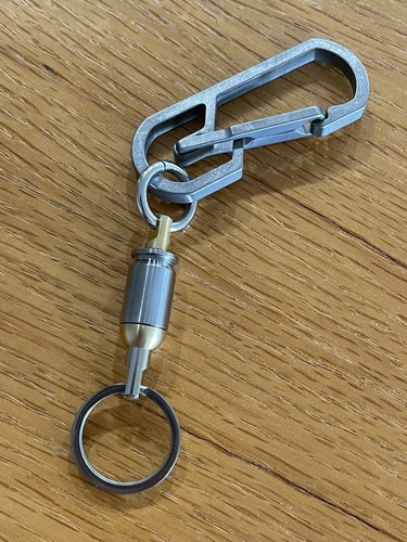 Titanium EDC Carabiner, Keychain Key Ring, Titanium/ Brass Bullet Bead ...