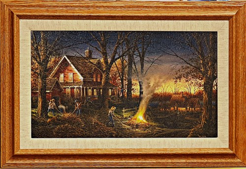 Terry Redlin Autumn Evening Burning leaves Fall Art Print-Framed 23 x ...