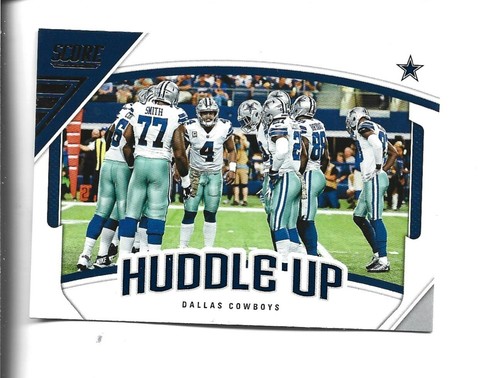 2018 Score #5 Dallas Cowboys Huddle Up card (Dak Prescott, Tyron Smith ...