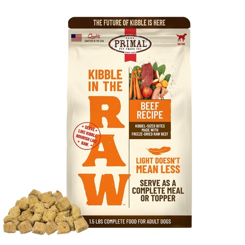 Primal Kibble in The Raw, Freeze Dried Dog Food, Beef, Scoop & Serve ...