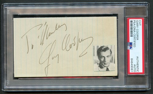 Gary Cooper signed autograph auto 3x5 cut Actor Pride of the Yankees ...