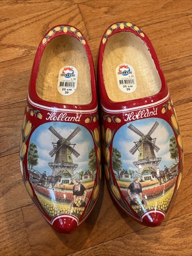 Wooden Clogs Made in Holland Dutch Tulip Windmill 25cm Shoe Size 39 | eBay