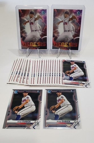 (28) RYAN CUSICK 2021 Bowman 1st RC Lot 2 Genesis 2 Chrome 24 Paper ...