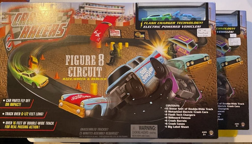 Lot of 2 Crash Racers Figure 8 Circuit Motorized Vehicle Playset ...