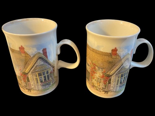 Dunoon "The Wheatsheaf Country Inn" set 2 tea coffee cups mugs made in ...