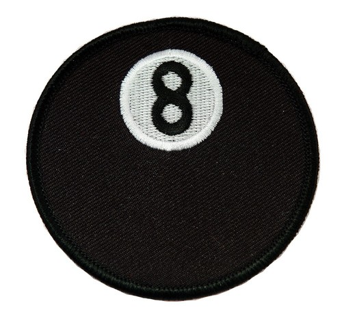 8-BALL PATCH embroidered iron-on POOL HALL BILLIARDS EIGHT MORALE BIKER ...