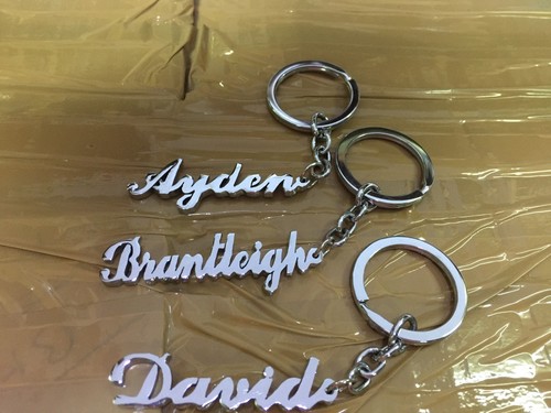 Set Of 3 Personalise Key Chain With Your Name Hand Carved Silver Color ...