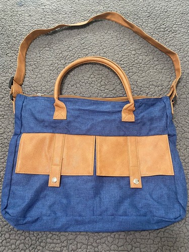 AARP Denim Shoulder Bag Travel Jean Tote Big Organizer Courier Handbag ...