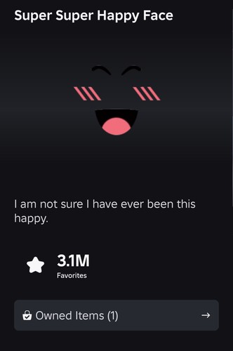 Roblox Limited Collectible – Super Super Happy Face (SSHF) | eBay UK