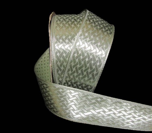 Green Basketweave Embossed Satin Ribbon 1 1/2"W | eBay