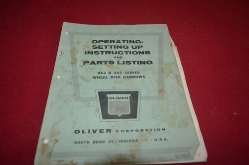 Oliver Tractor 242 292 Disk Harrow Operator's Manual TBPA | eBay