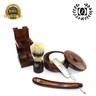 WOOD CUT THROAT 6 PC MEN'S STRAIGHT RAZOR SHAVING KIT LUXURY GIFT SET ...