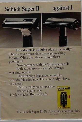 1973 Schick Super II How double is a double edge razor Vintage Magazine ...