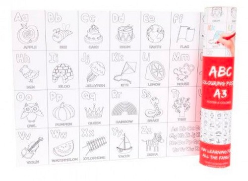 A3 Colour In Alphabet Poster - Learning ABC - learning Fun Nursery Kids ...